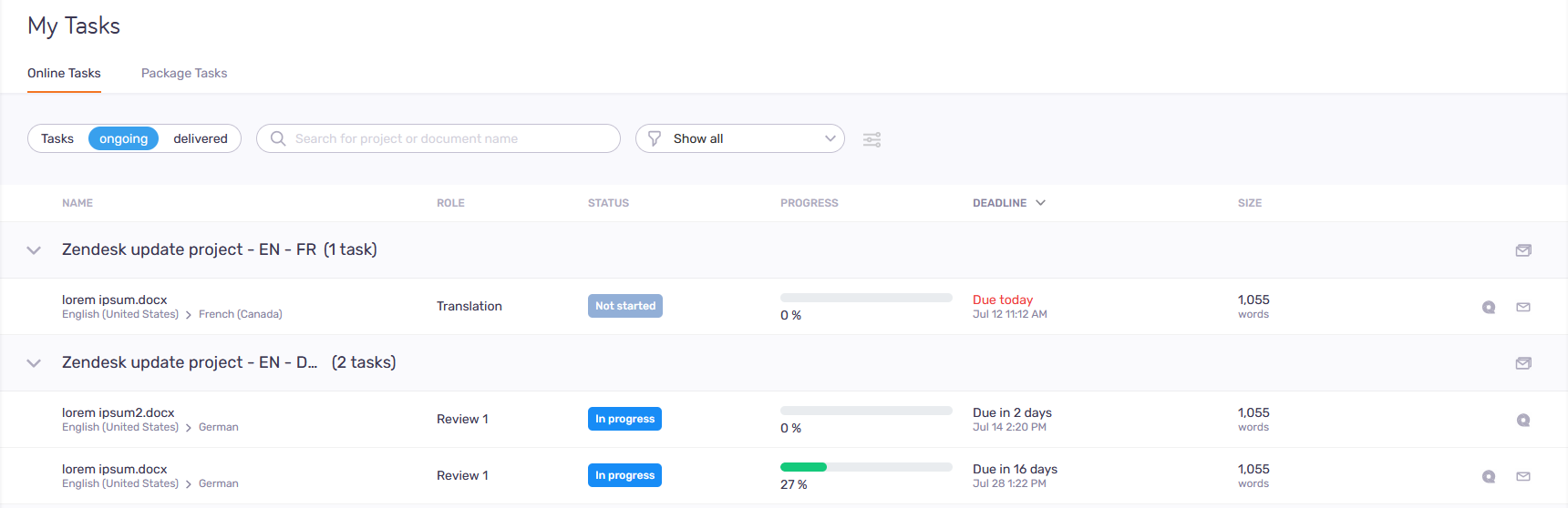 Instructions for using memoQ Web as a translator – Venga Support Center